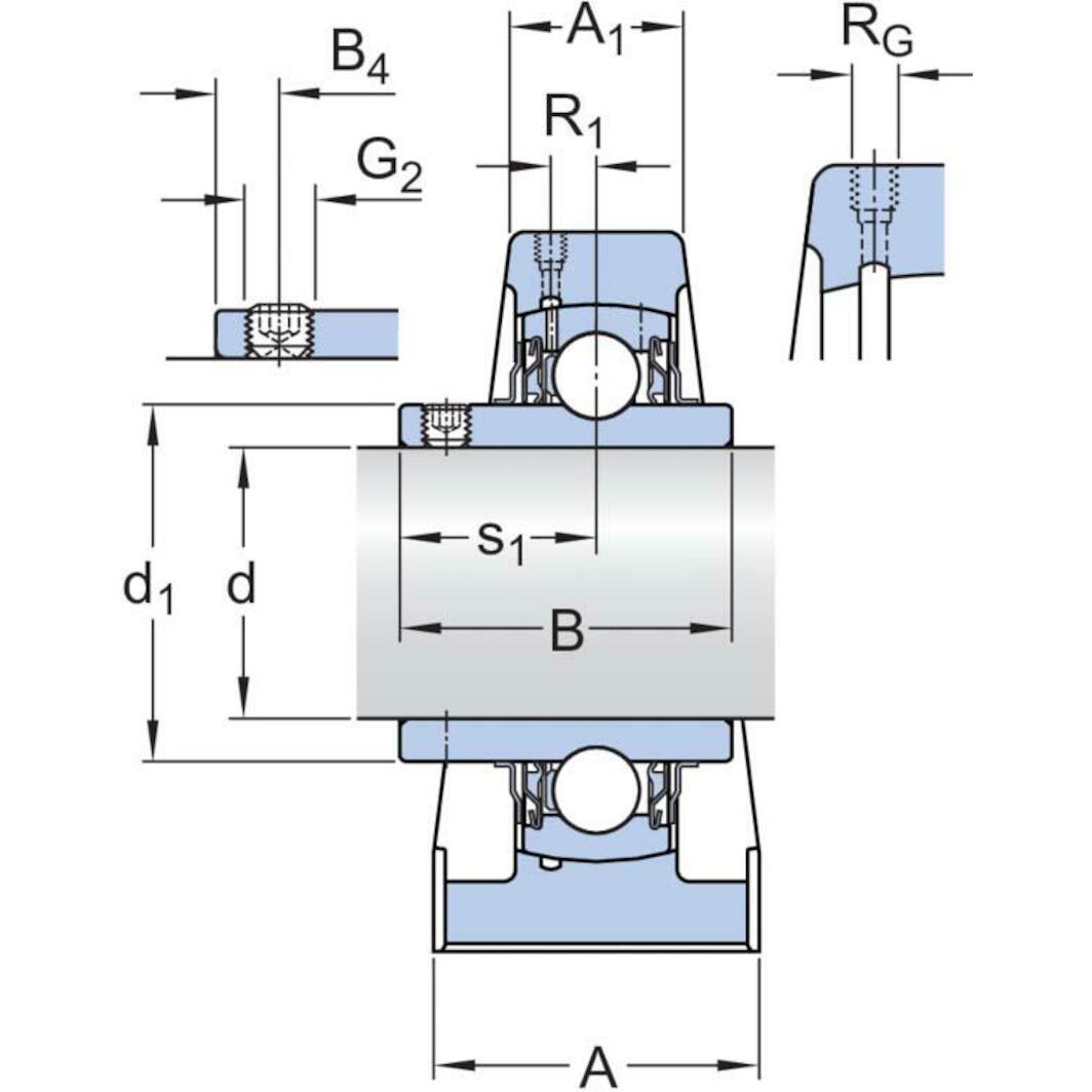 SKF UCPA 208/H upright ball bearing unit with short base, widened inner ring and locking with ...