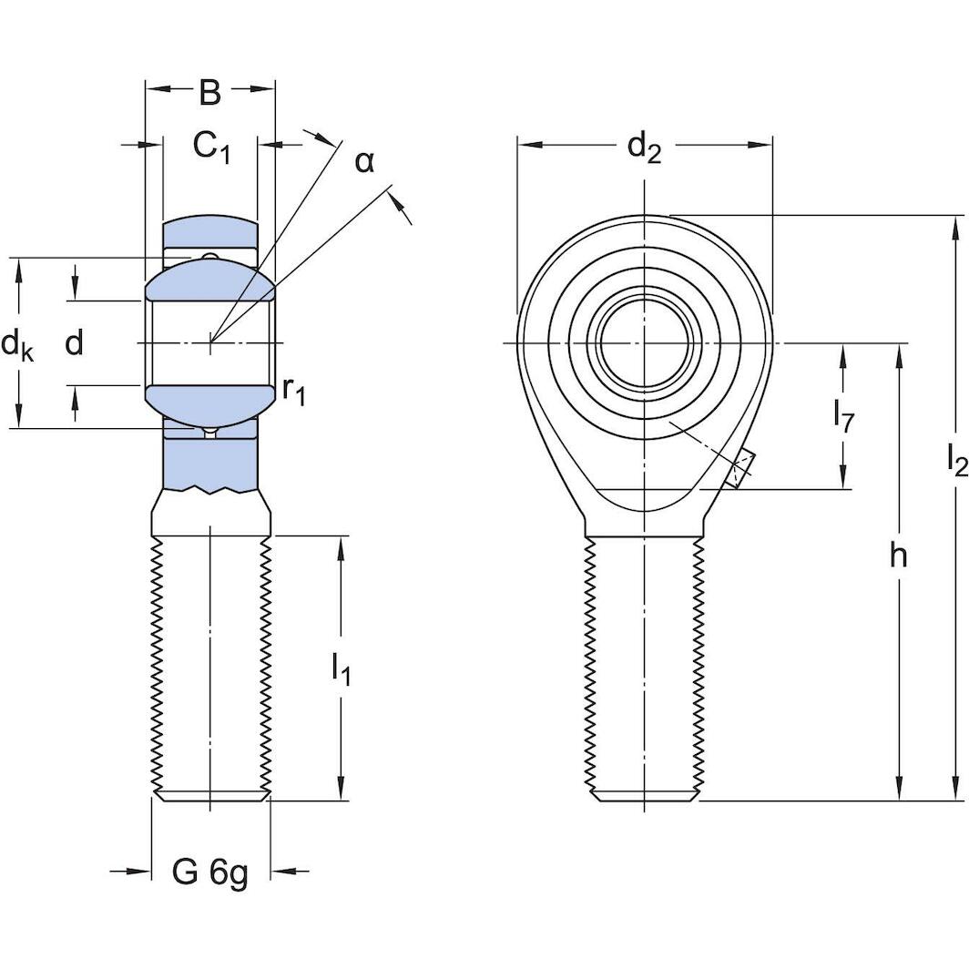 SKF SAKAC 16 M Rod head with male thread 16 mm, M 16 | Klium