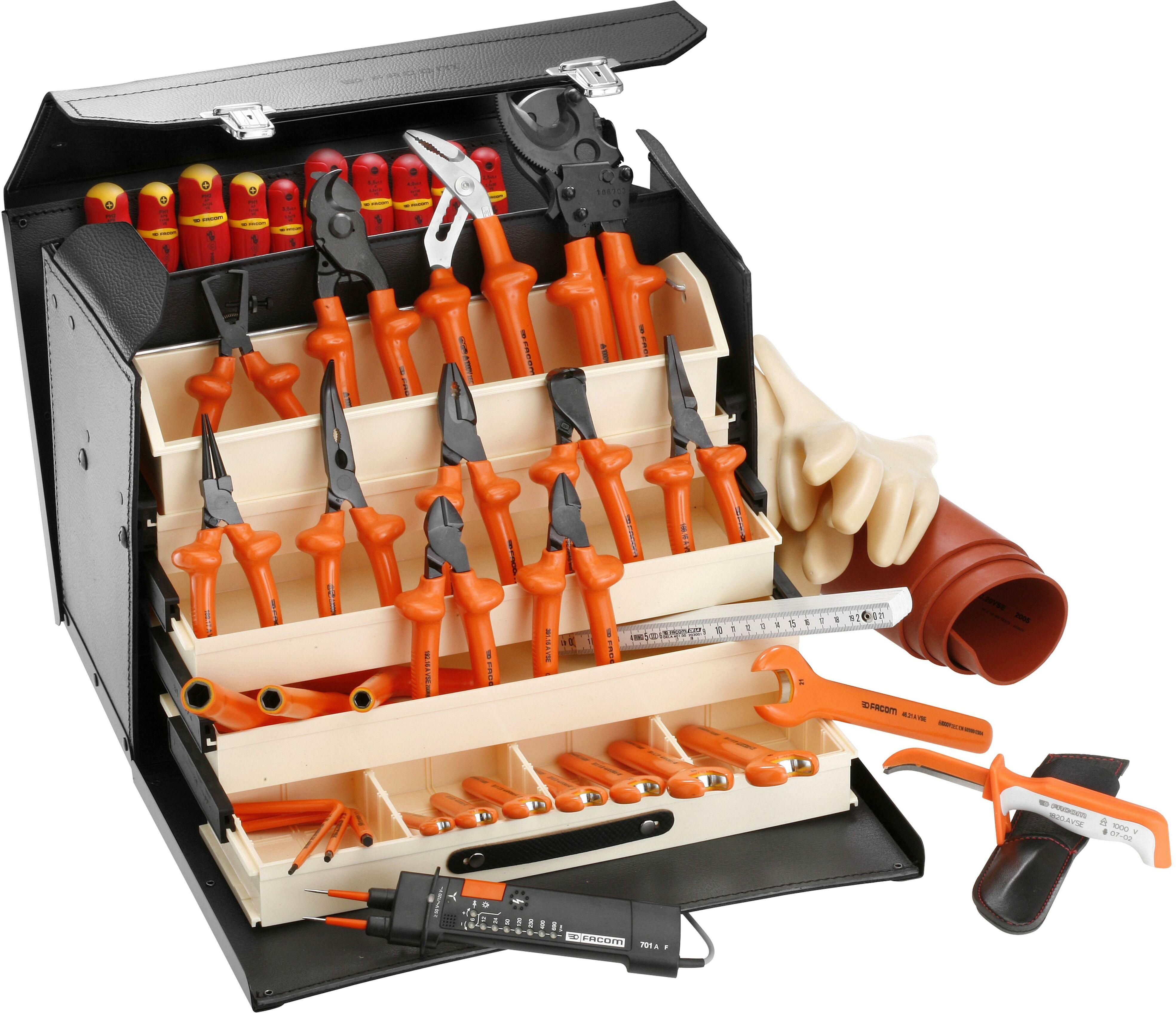 FACOM 2184C.VSE tool kit 1000V insulated in leather case 41 pieces | Klium