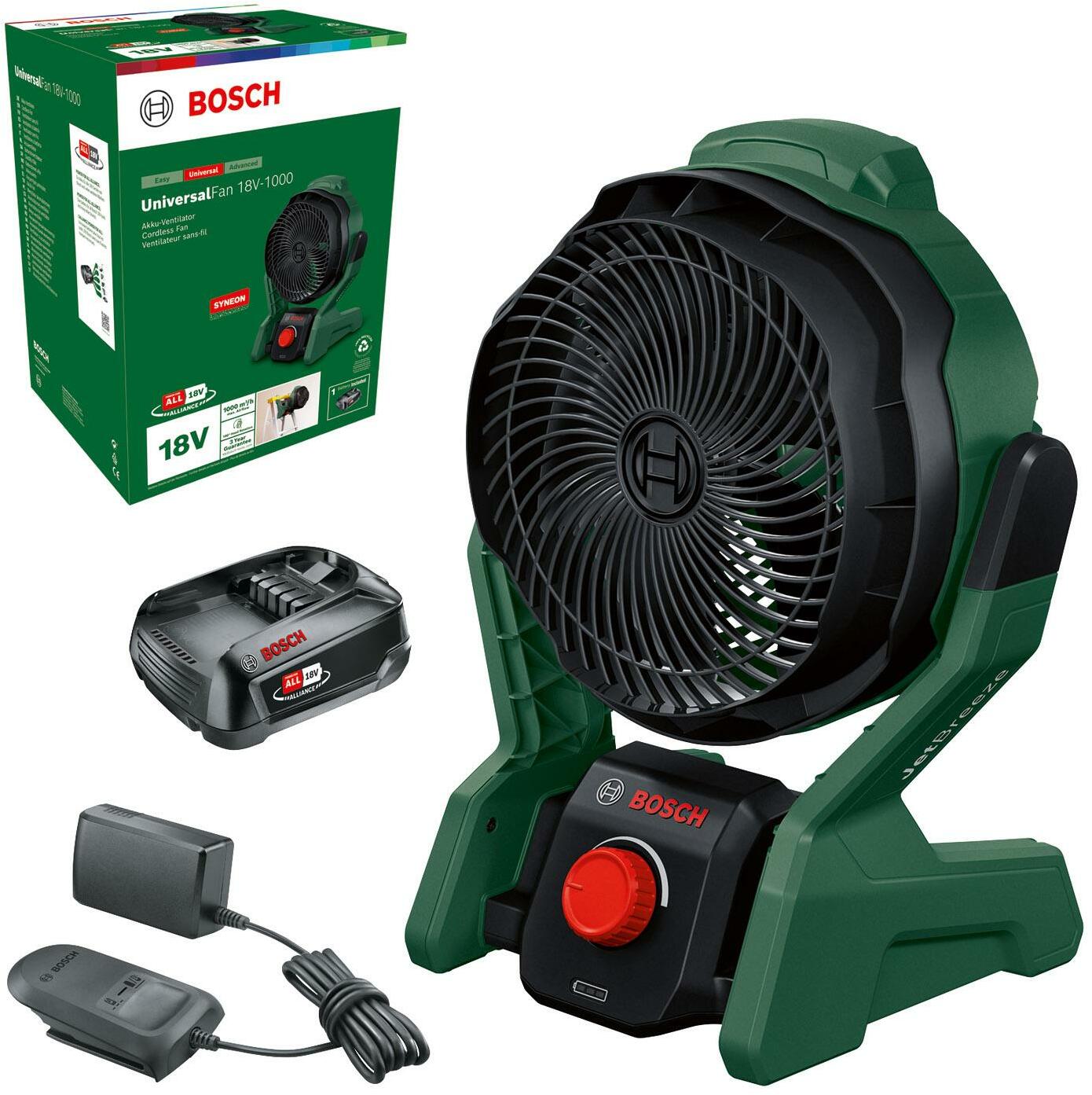 BOSCH UniversalFan 18V-1000 battery fan in box (1x 2.5Ah battery ...