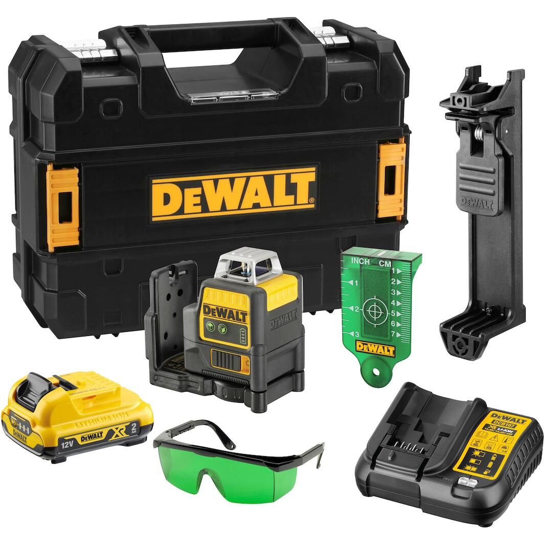 DEWALT DCE0811D1G-QW 12V XR cordless cross line laser green in case (1x ...