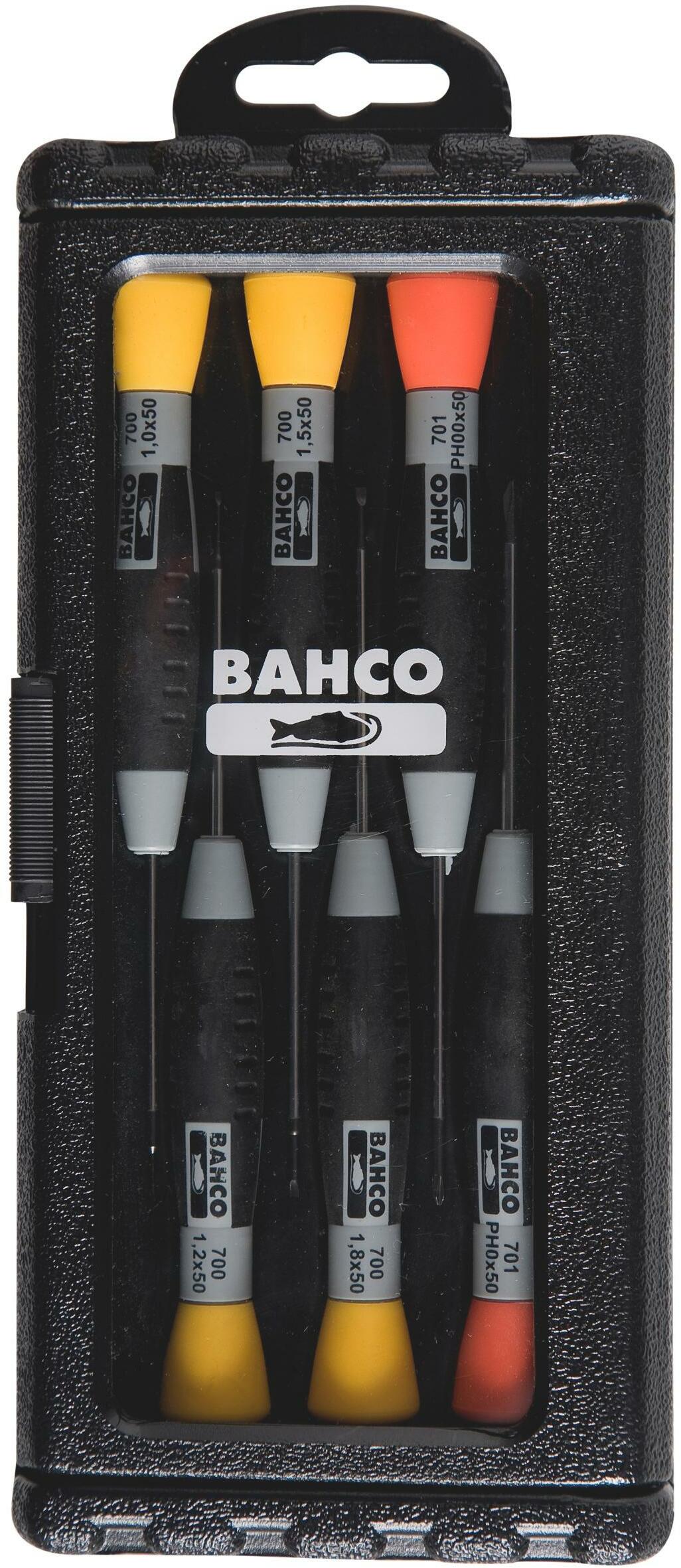 BAHCO 706-2 precision screwdriver set, slotted and Phillips - 6-piece ...