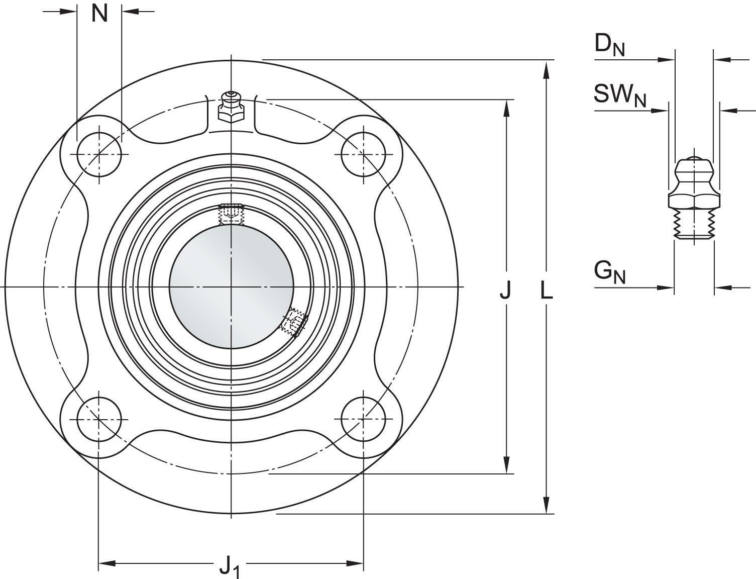 SKF FYC 60 TF Y-bearing unit with flange Round, d 60 mm, A 48 mm, J | Klium