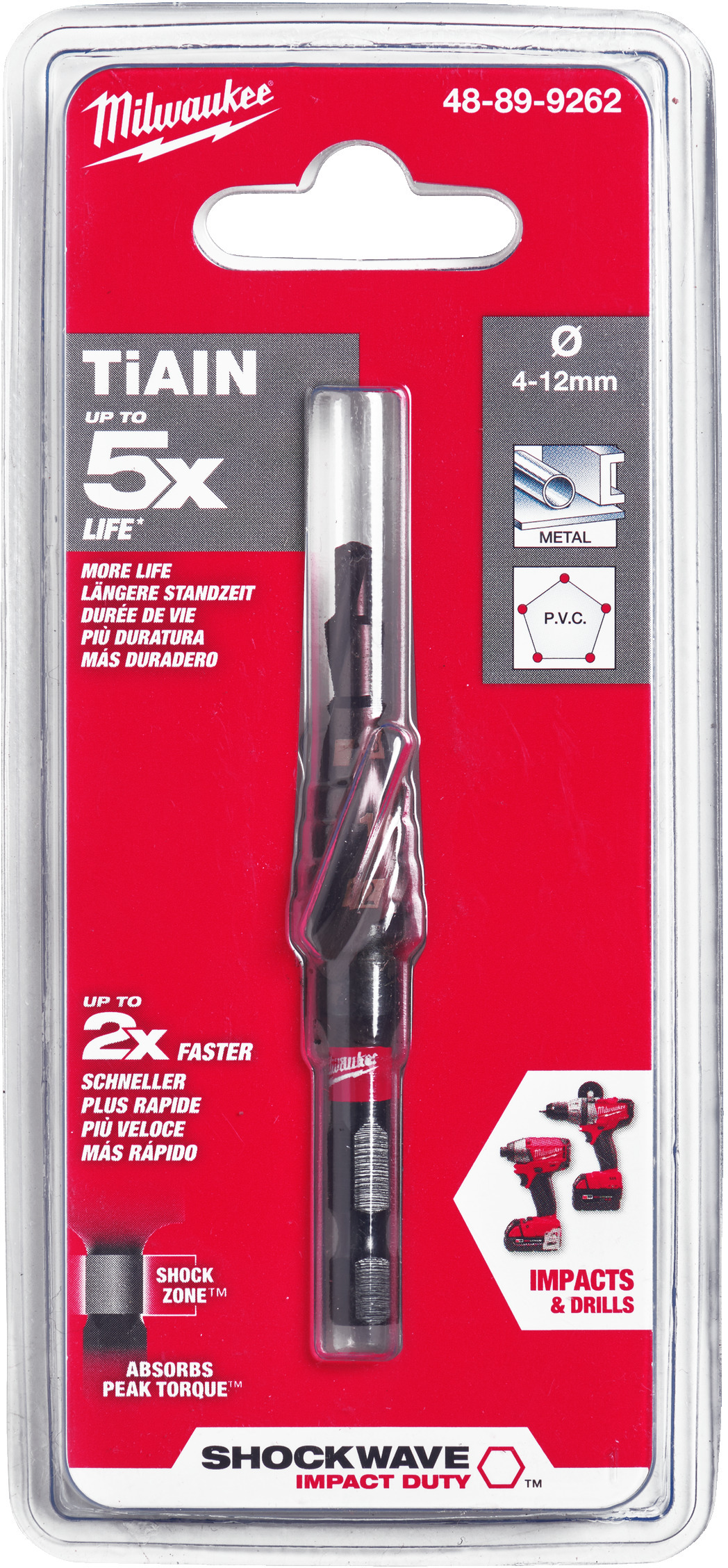MILWAUKEE 48899262 SHOCKWAVE IMPACT DUTY step drill ShW 4-12 mm (5 ...