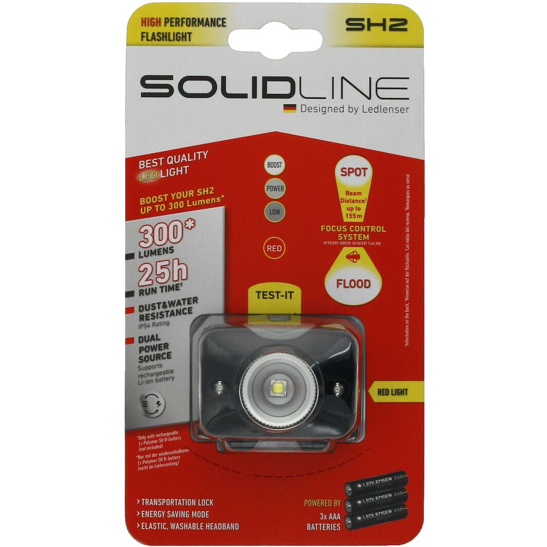 LEDLENSER Solidline SH2 head lamp 200 lumens IP54 (3x AAA batteries ...