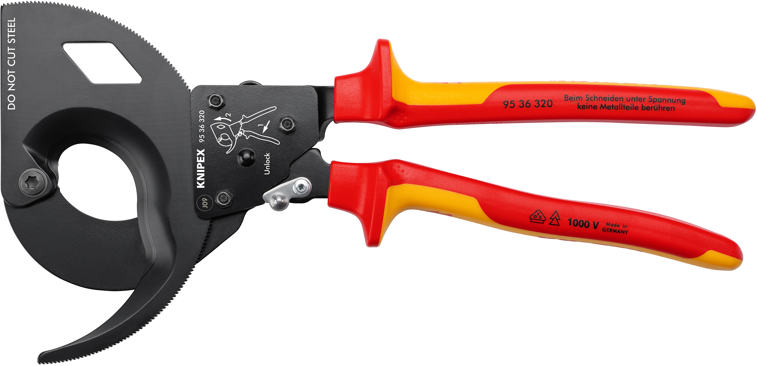 KNIPEX 95 36 320 cable cutters (ratchet principle, 3-speed) VDE ...
