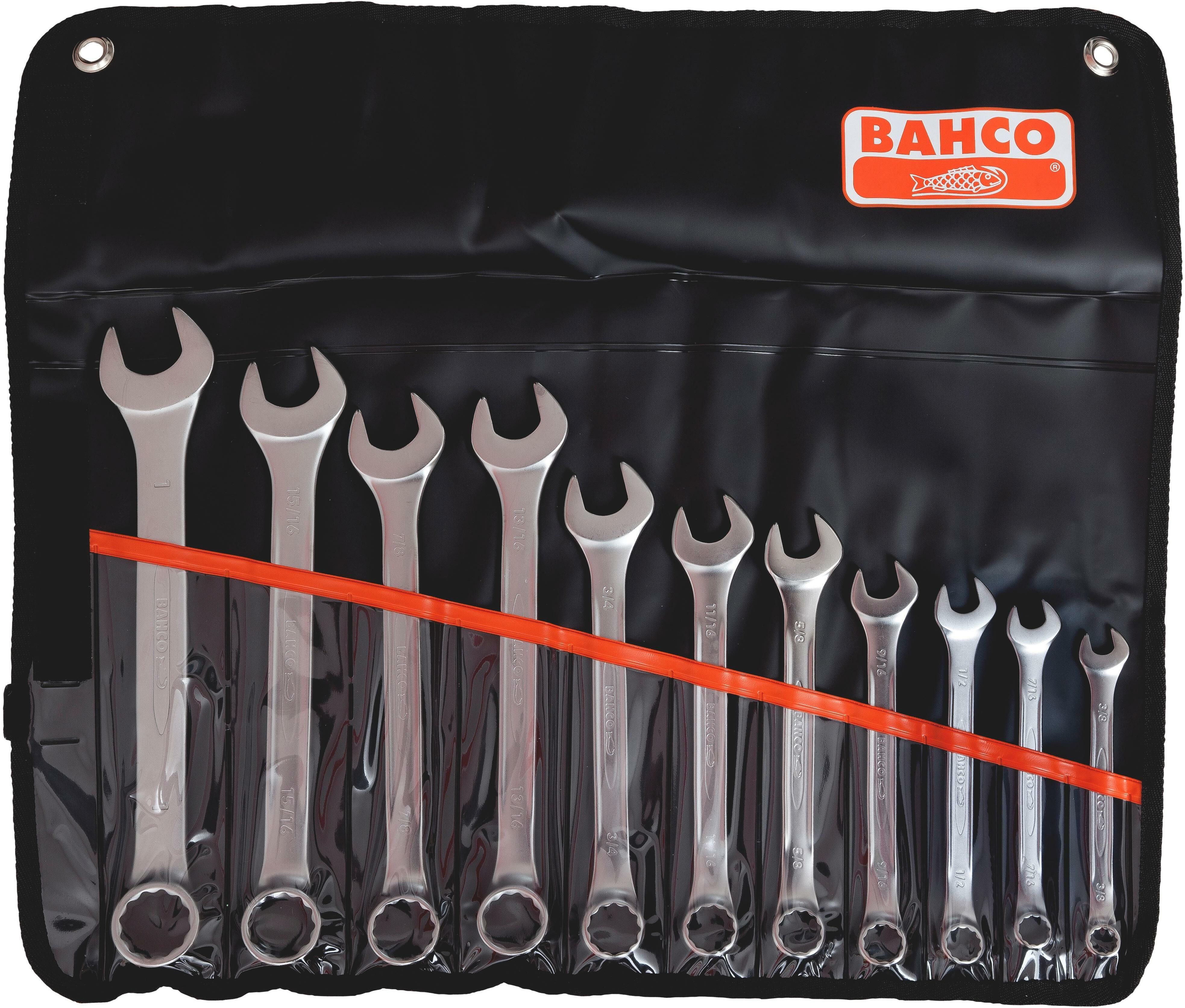 BAHCO 111Z/11T ring spanner set 15° bent, inch sizes in case 11-piece ...