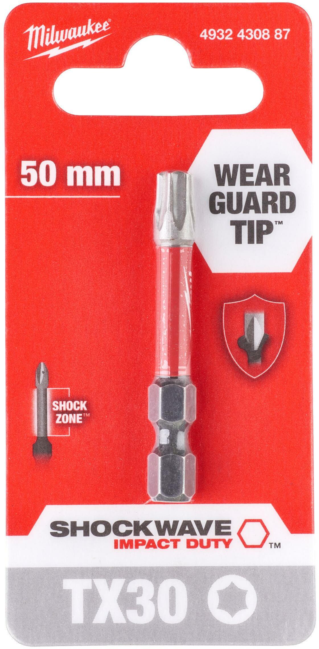 MILWAUKEE 4932430887 SHOCKWAVE IMPACT DUTY screwdriver bit TX30x50mm ...
