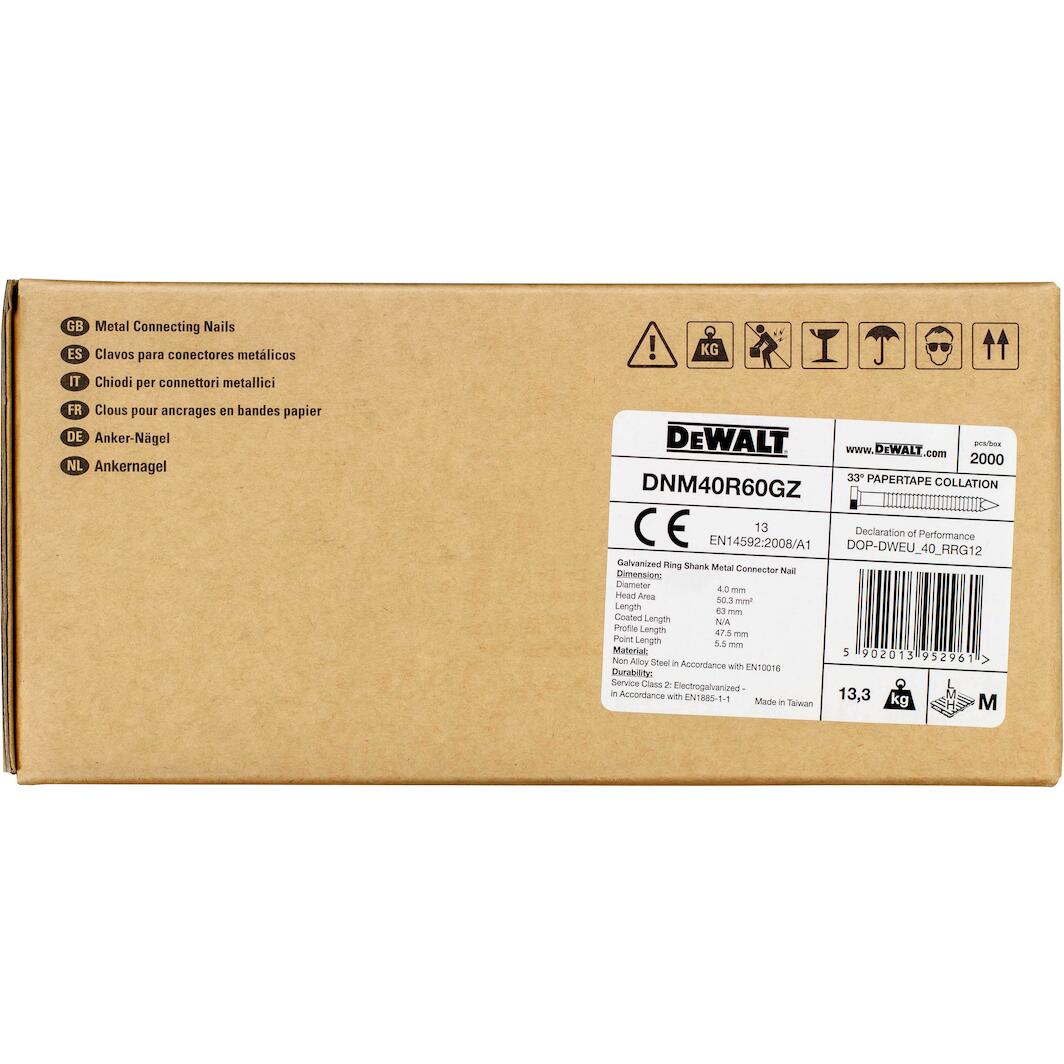 DEWALT DNM40R60GZ BAT anchor nails 4.04-60 ringed galvanised 2m (2000 ...