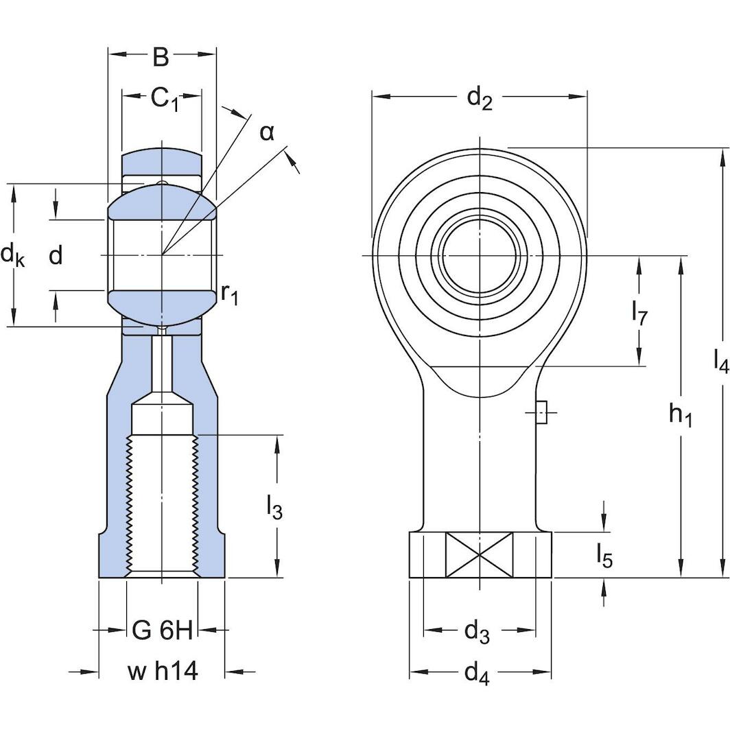 SKF SILKAC 16 M tête de tige avec filetage femelle, filetage à gauche 16 mm, M 16 | Klium