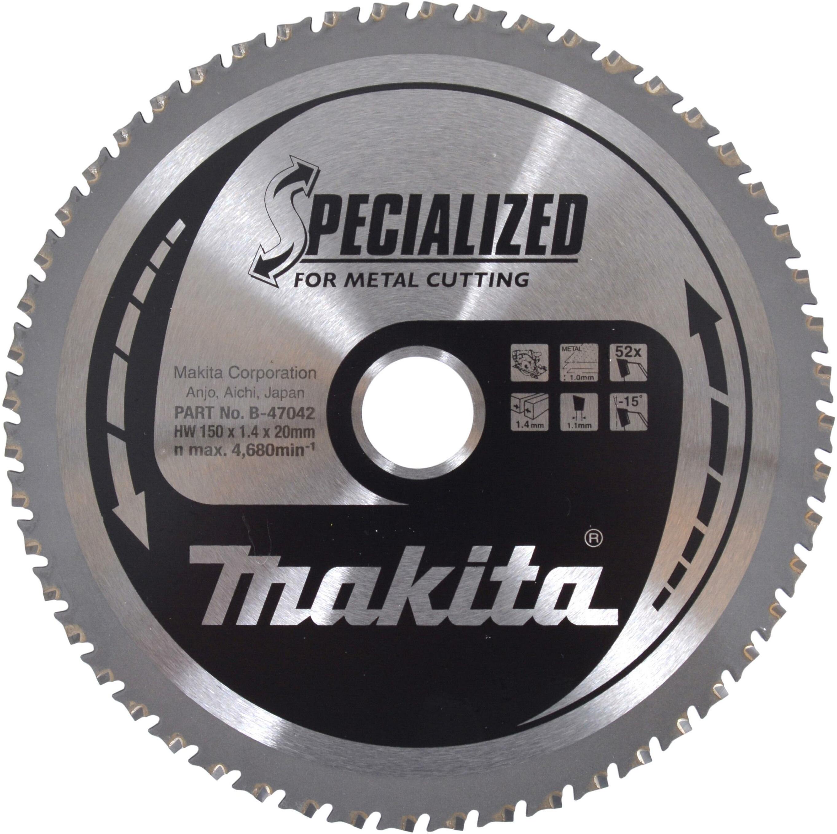 MAKITA B-47042 saw blade SPECIALIZED metal 150x20x52T | Klium