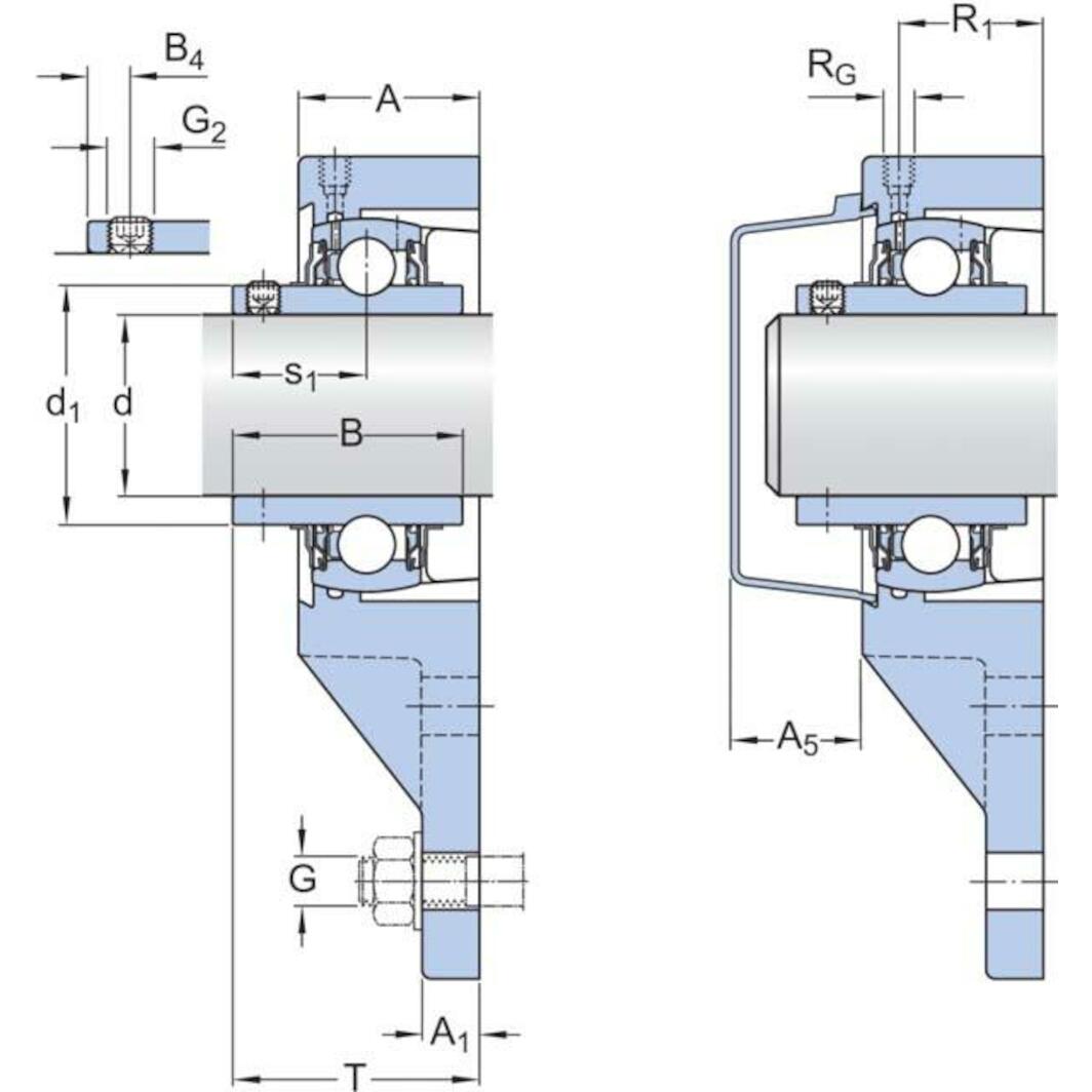 SKF UCFB 205/H ball bearing unit with support flange, three bolts and locking with set screw ...