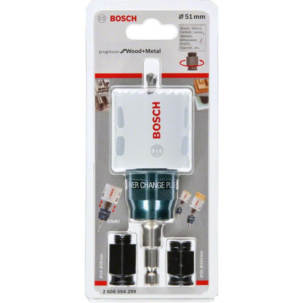 BOSCH 2608594299 Progressor hole saw starter kit for wood and metal 51 ...