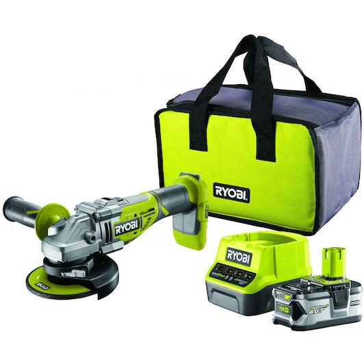 RYOBI R18AG7 140S 18V ONE Brushless angle grinder in carrying case 1x 4.0Ah battery charger 5133004231 Klium