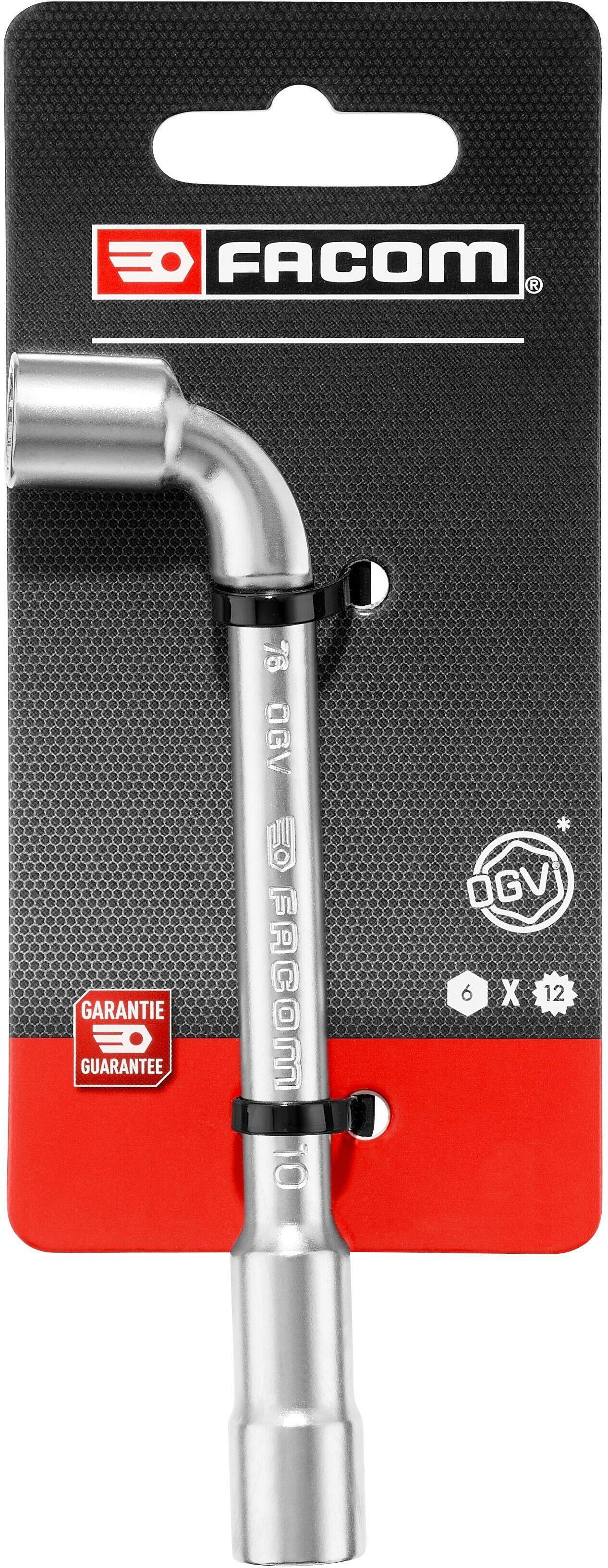 FACOM 76.10PB open pipe spanner, forged, twelve-sided x six-sided, 10 mm | Klium
