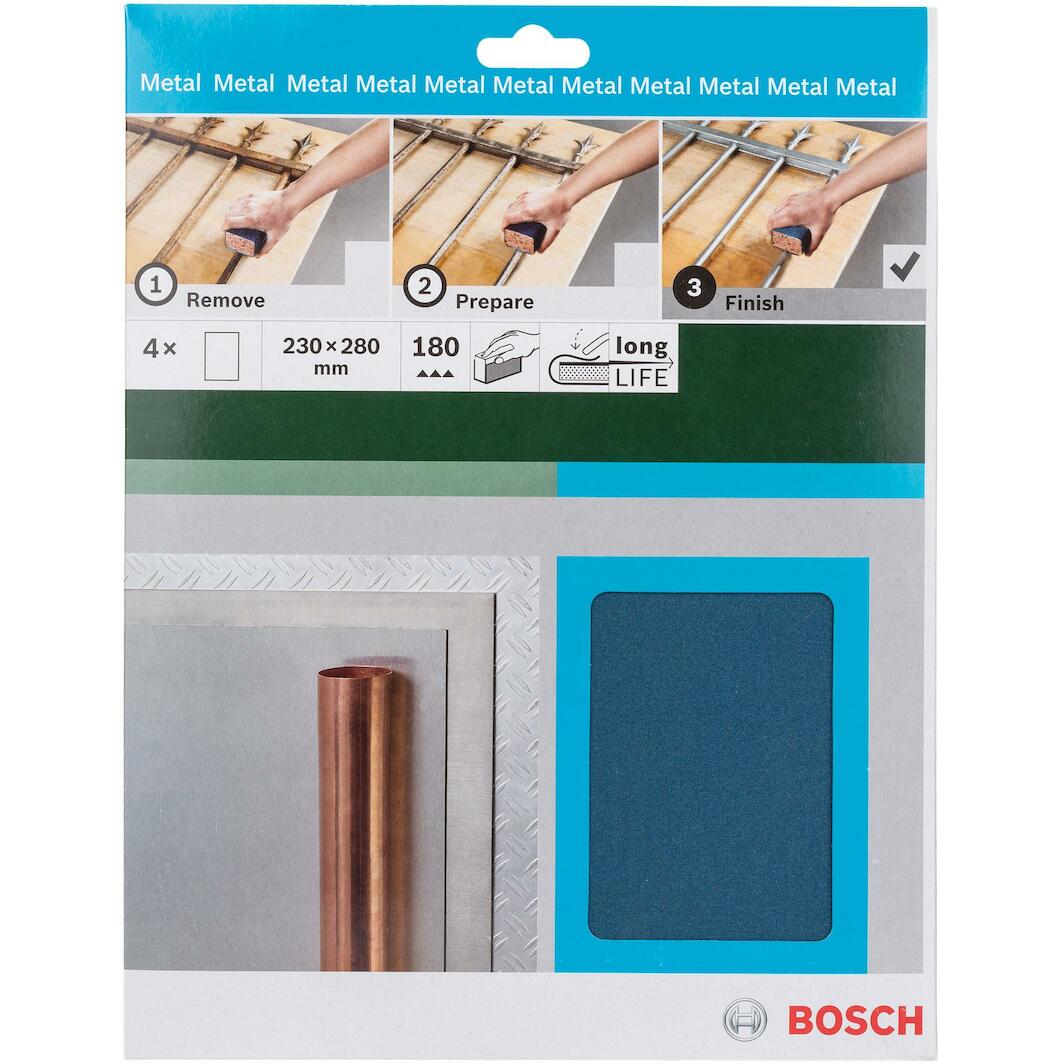BOSCH 2609256C68 hand sanding sheet for metal 230x280mm grit 180 (4 ...