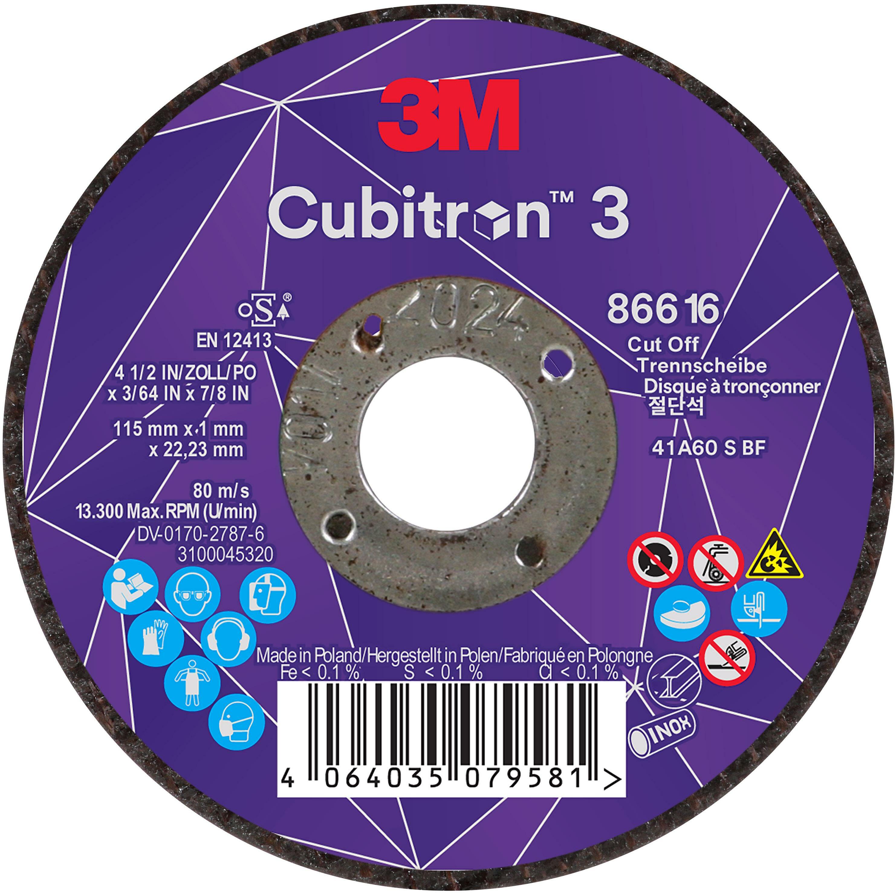 3M - CUBITRON III 86616 cut-off wheel 115 x 1 x 22,23 mm, grain 60 ...