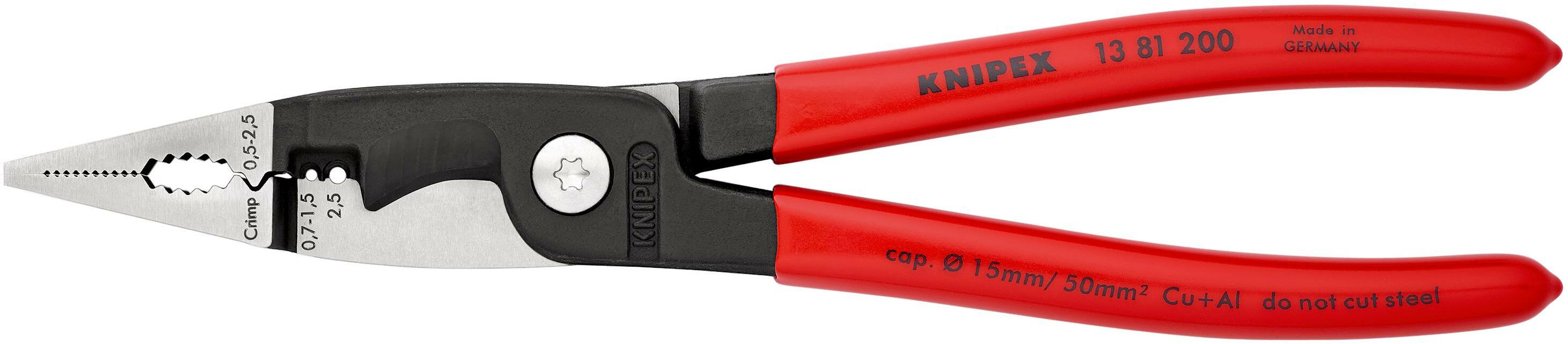 KNIPEX 13 81 200 Electrical installation pliers plastic-coated black ...