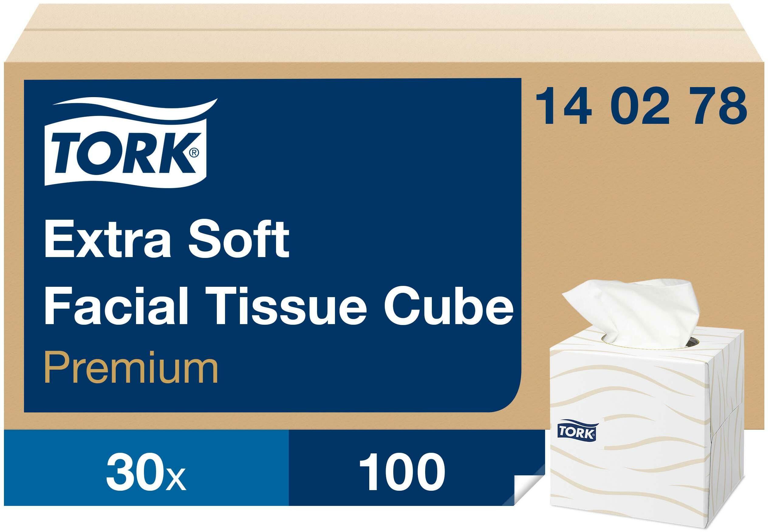 TORK 140278 extra soft facial tissues Premium 2-ply white in cube box ...