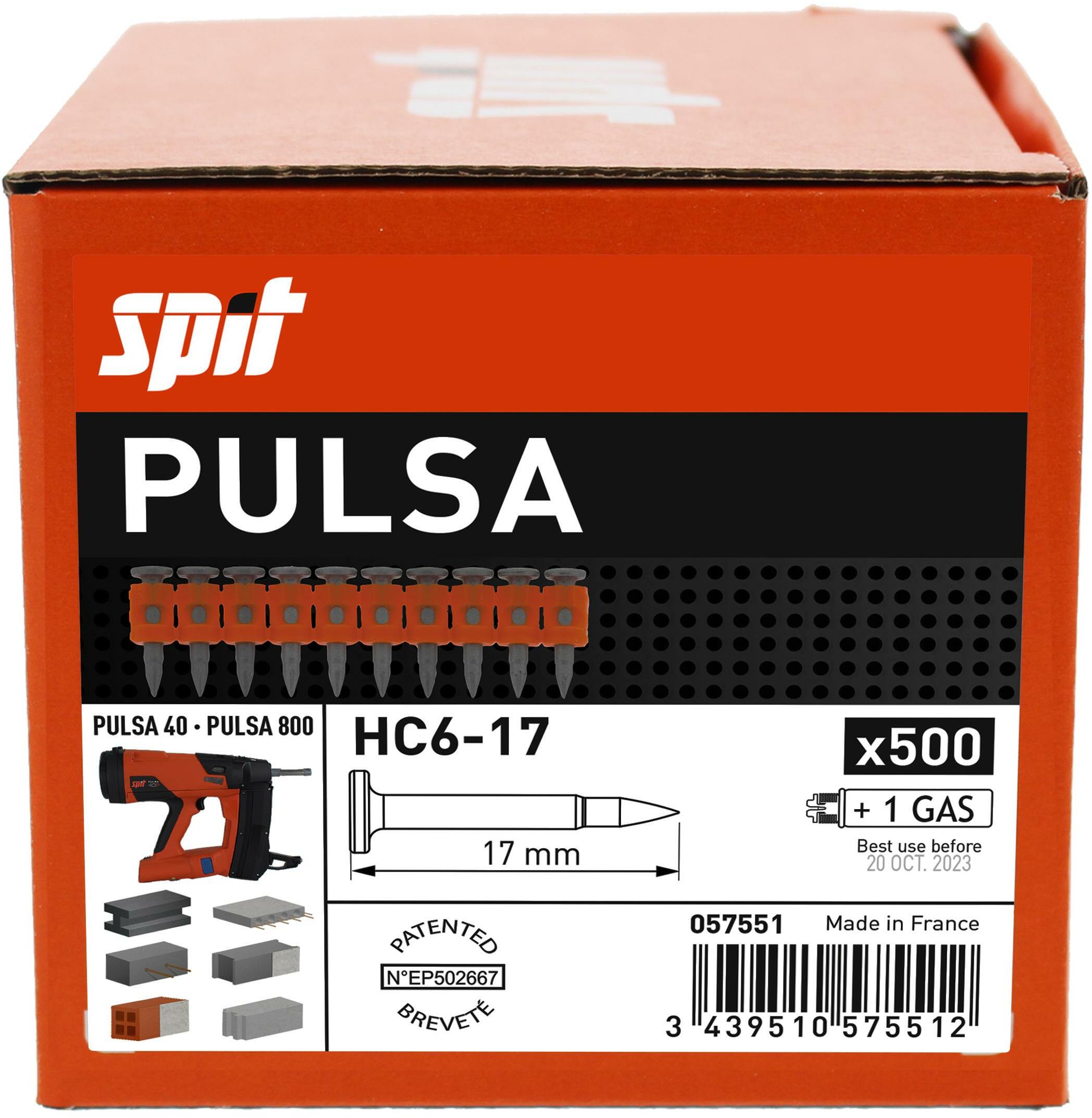 SPIT 057551 PULSA HC 6/17 nail + gas cartridge P800 | Klium.com
