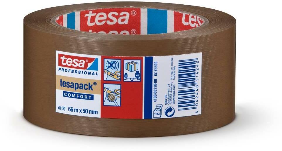 TESA 4100 pvc packaging tape with line structure brown 38mm x 66m ...
