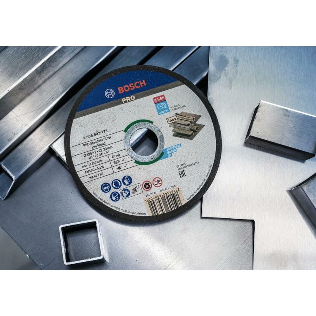 BOSCH 2608626113 PRO Stainless Steel and Metal Bonded cut-off wheel 125 ...