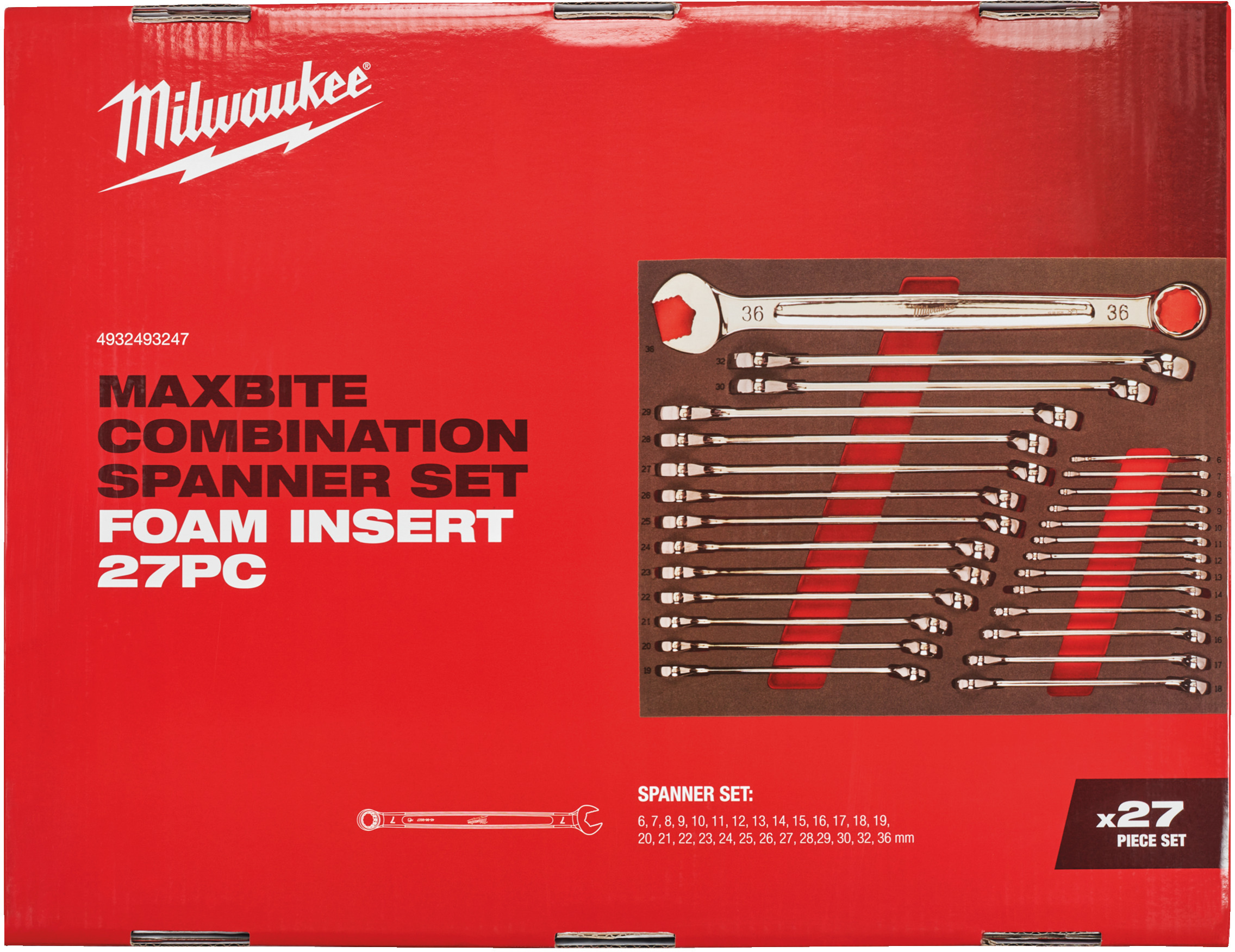 MILWAUKEE 4932493247 MAX BITE combination wrench set in foam inlay 6 ...