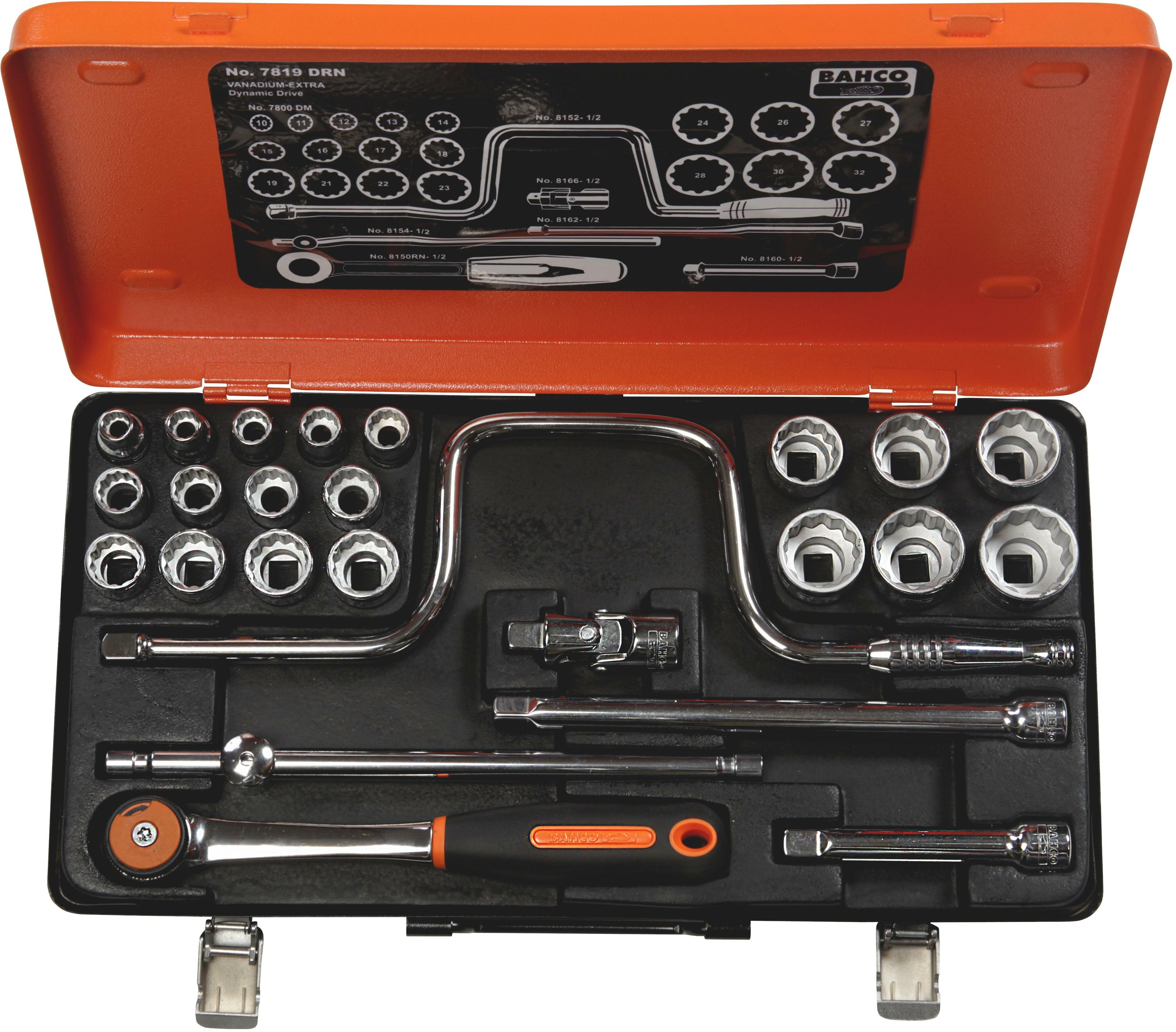 BAHCO 7819DRN socket wrench set, 25-piece 1/2