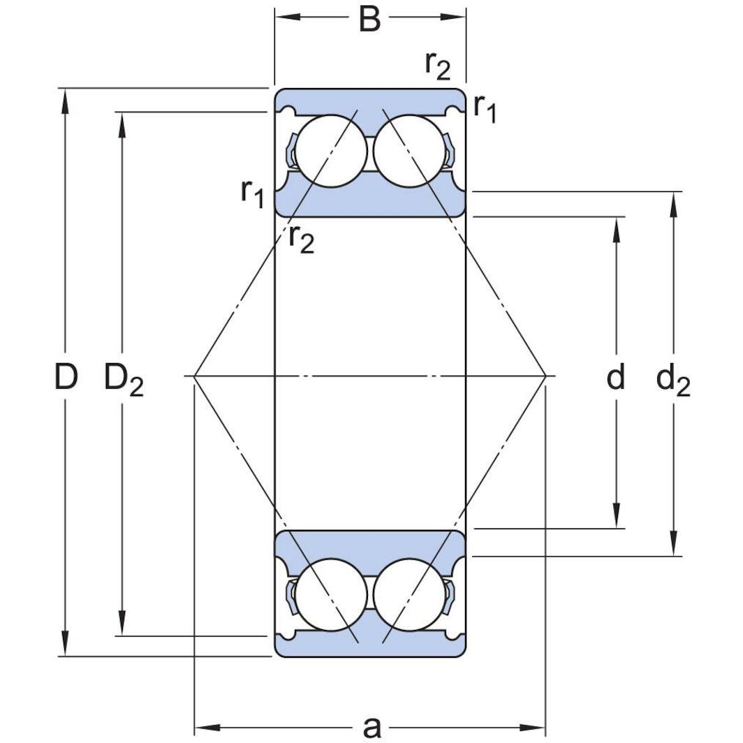 SKF 3208 ATN9 double-row angular contact ball bearing 40 x 80 x 30.2 mm ...
