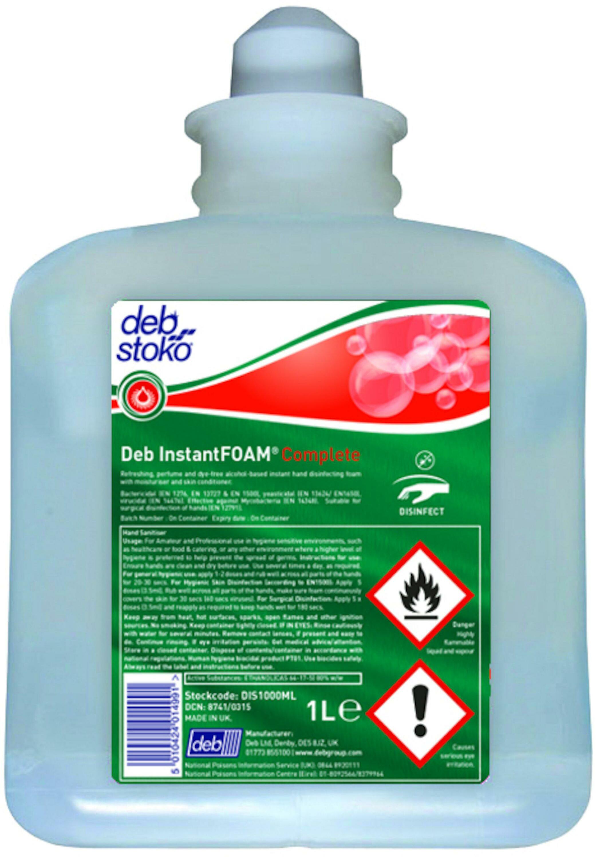 DEB STOKO InstantFOAM Complete OPTIDOSE hand sanitiser for PR dispenser ...