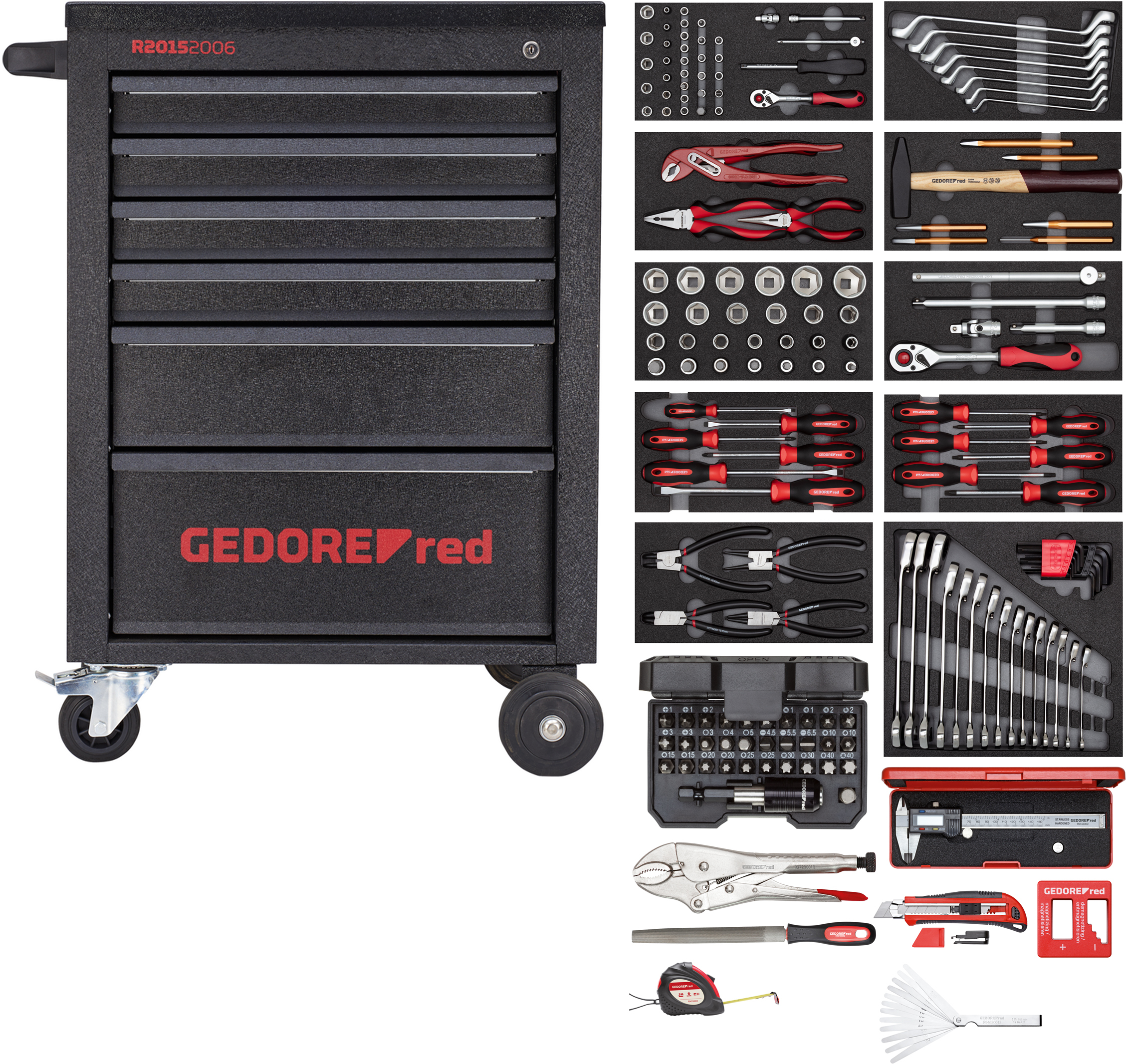 GEDORE RED R21562002 MECHANIC tool trolley black with 6 drawers (4 ...