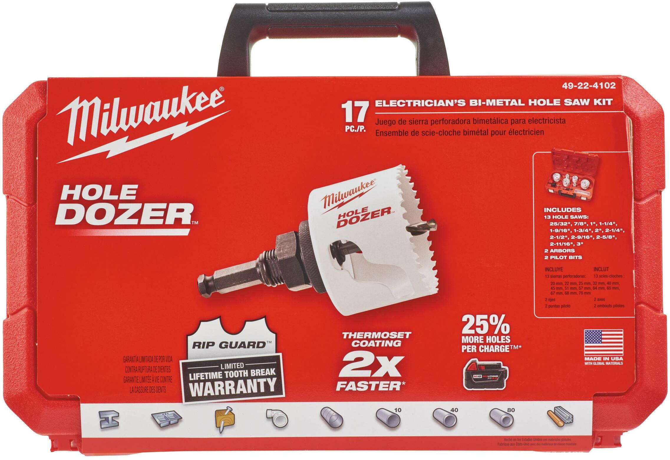 MILWAUKEE 49224102 bi-metal hole saw set hole dozer 17-piece | Klium