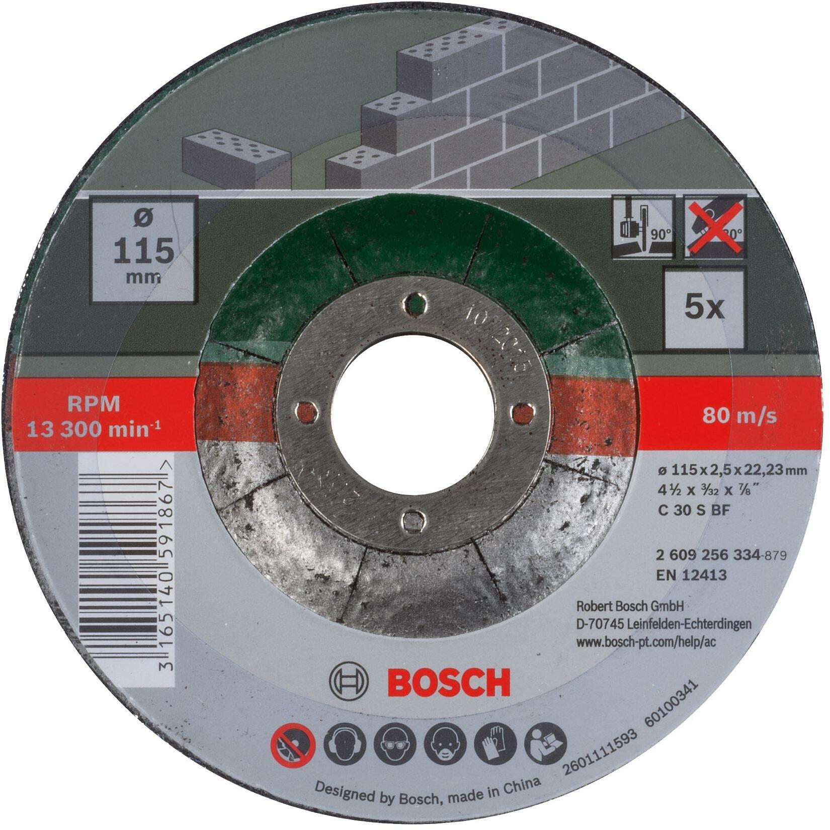 BOSCH 2609256334 cutting disc for stone 115x2,5 curved middle (5 pcs ...