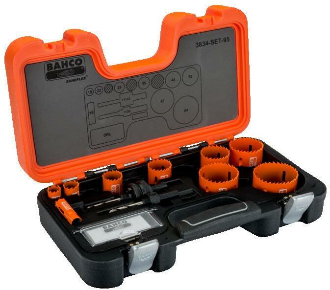 BAHCO 3834 SET 95 Sandflex bi metal hole saw set for metal and wood 16 mm 64 mm 12 pieces Klium