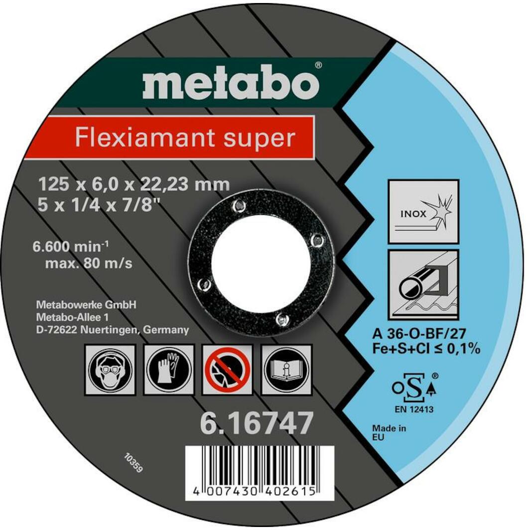 METABO 616747000 grinding disc Flexiamant Super 125x6,0x22,23 stainless ...