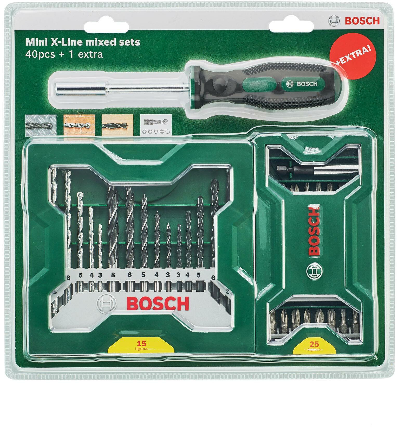 BOSCH 2607017655 Mini X-Line bit and drill set 41-piece + hand ...