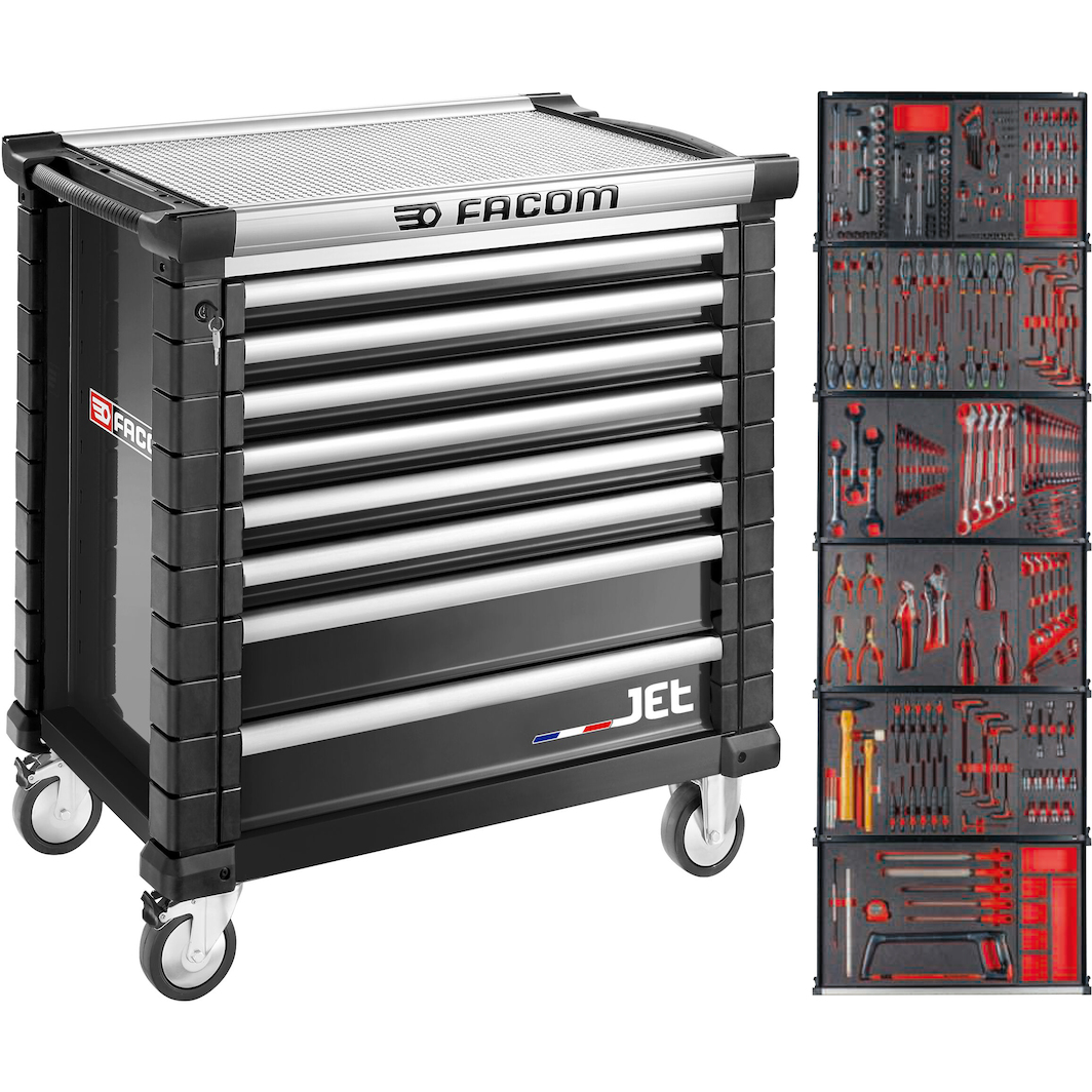 FACOM JETCMM215GBNL tool trolley black with 8 drawers (6 filled with ...