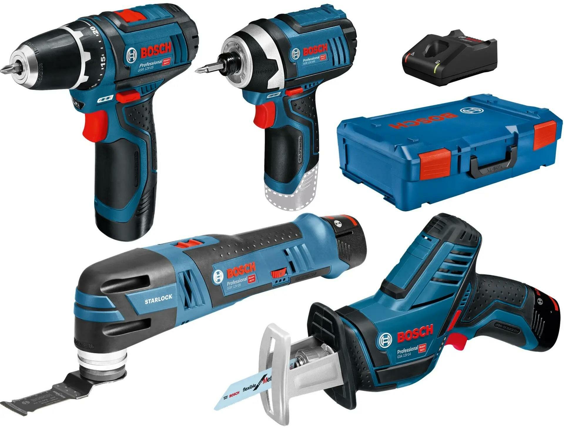 BOSCH 0615990N1D 12V cordless machine set GSR + GOP + GDR + GSA + GLI 5 ...