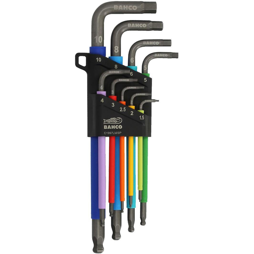 BAHCO C1997LM/9P spanner set hexagonal long phosphated coloured metric ...