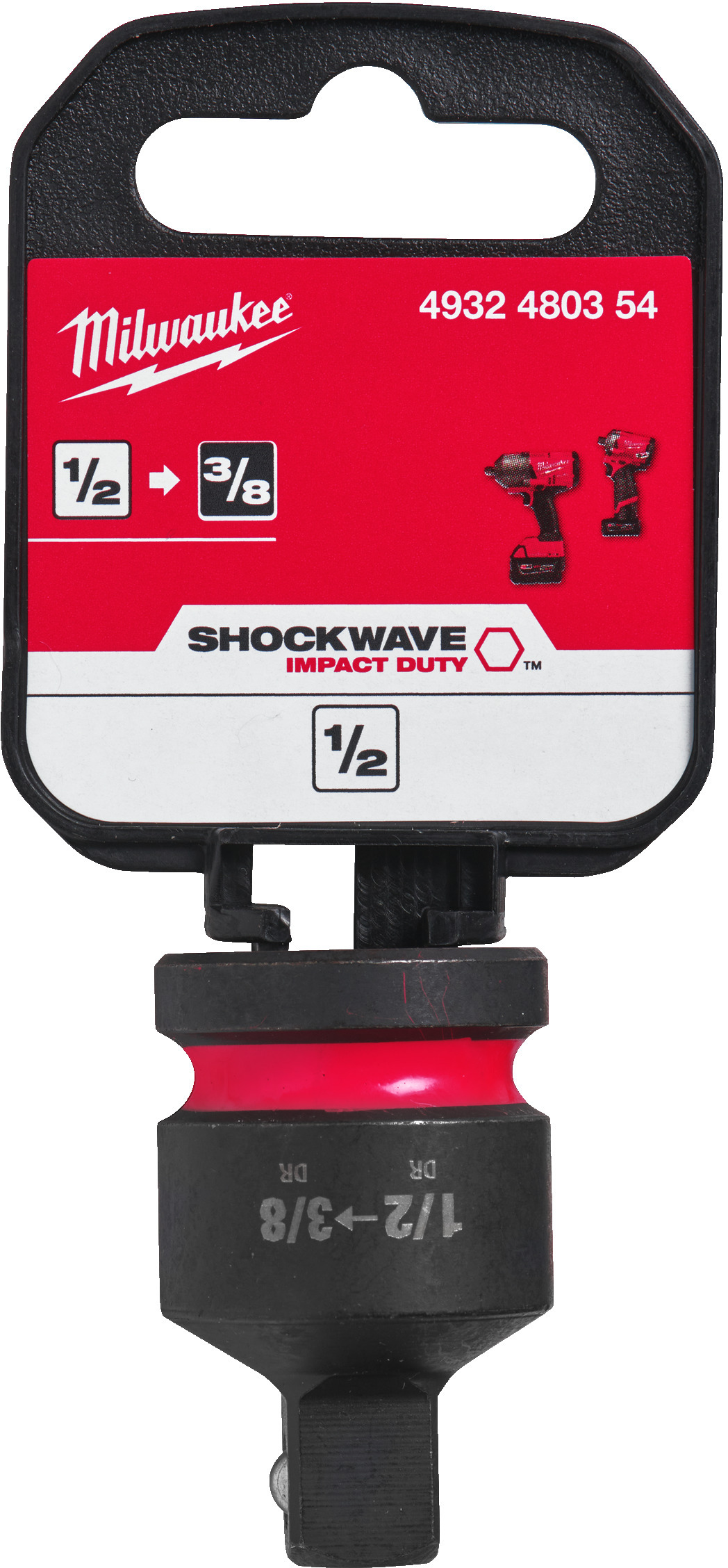 MILWAUKEE 4932480354 SHOCKWAVE Impact reducer 1/2" square to 3/8 ...
