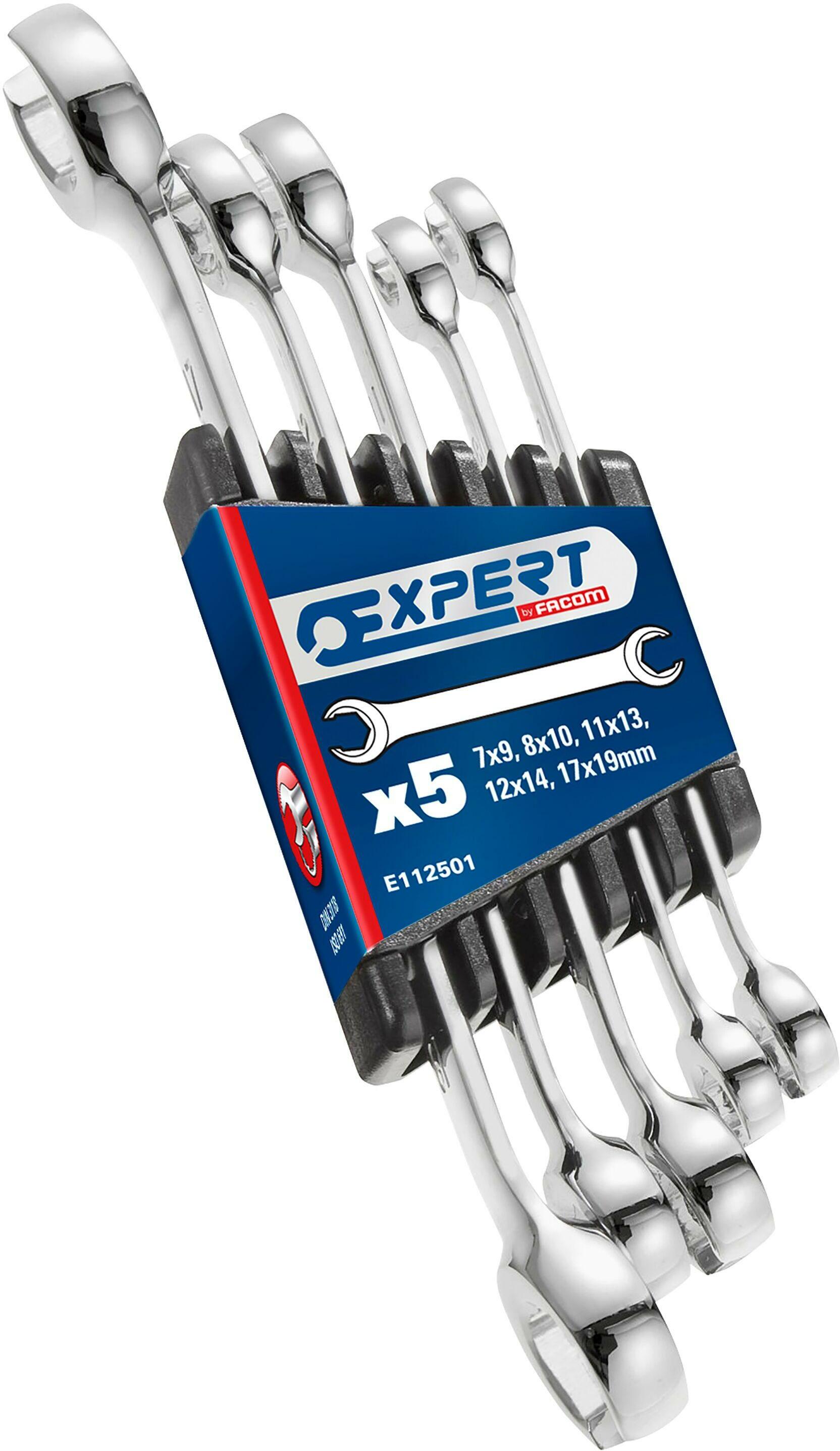 EXPERT E112501 open ring spanner set 15° bent metric 5-piece | Klium