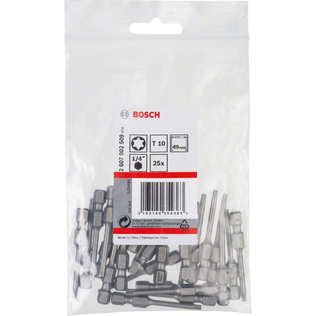 BOSCH 2607002509 screw bit Extra Hard T10, 49 mm (25 pc) | Klium