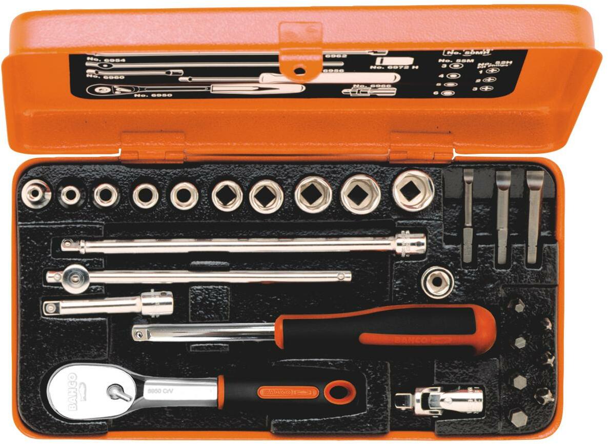BAHCO 6722M socket wrench set, 27 parts, metal box 1/4" | Klium
