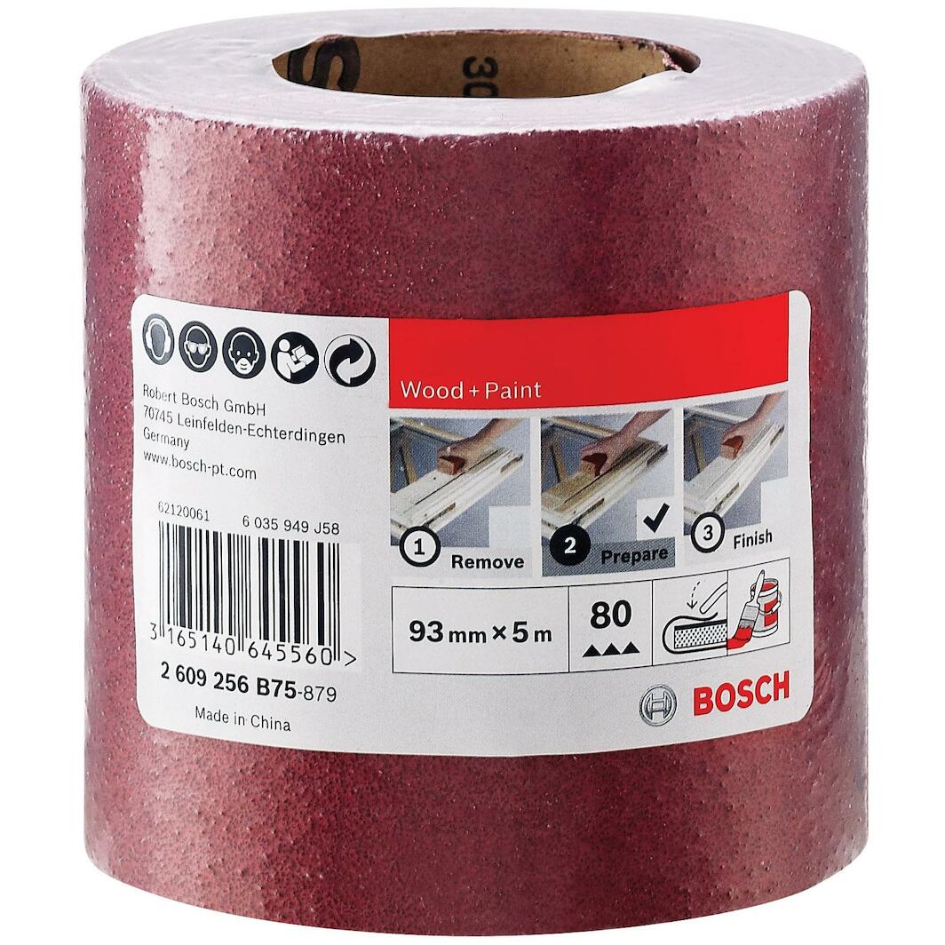 BOSCH 2609256B75 sanding roll for wood 93mmx5m grit 80 | Klium