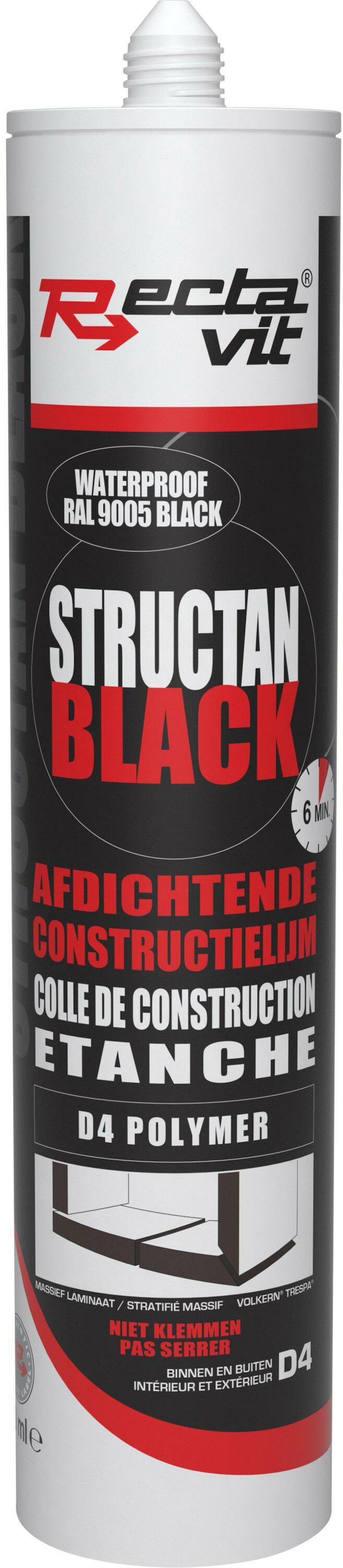 RECTAVIT Structan Black wood glue black RAL 9005 (290 ml) - 131619 | Klium