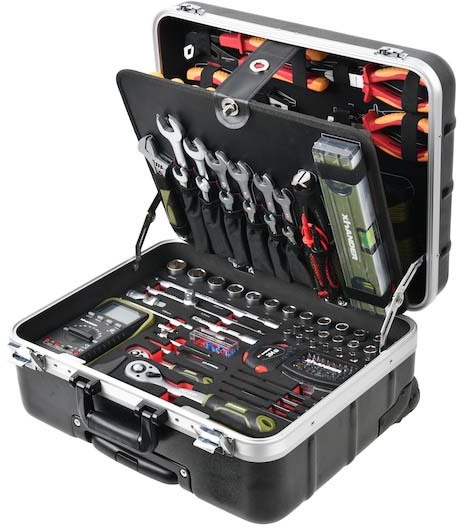 XHANDER 68962226 electro tool set in aluminium case, 124 pieces | Klium
