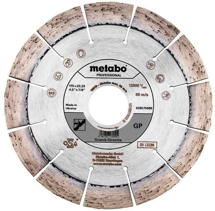 METABO 628575000 diamond cutting disc 115x22,23mm, GP, granite ...
