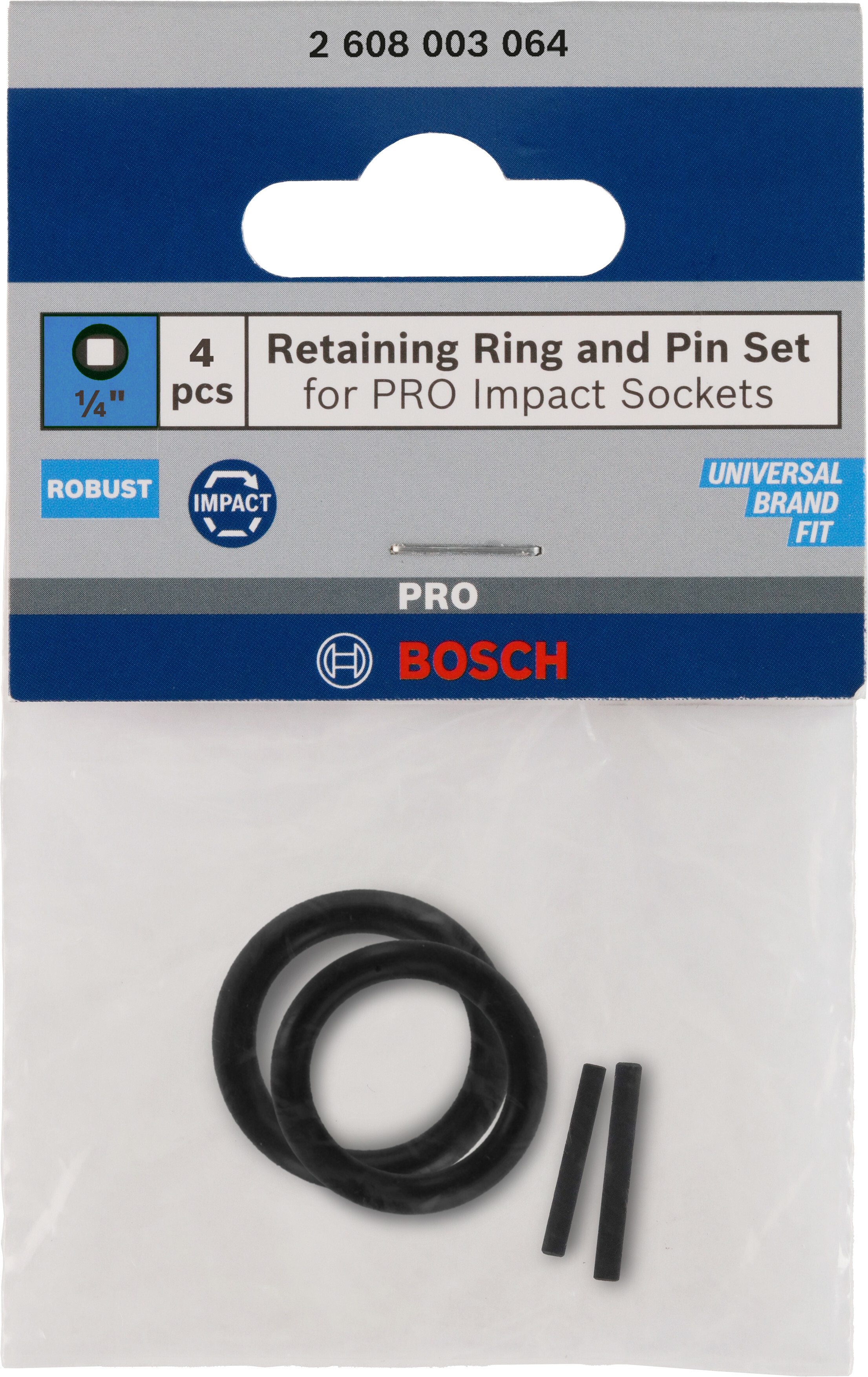 BOSCH 2608003064 pin and ring for PRO IMPACT sockets 1/4" 4-piece | Klium