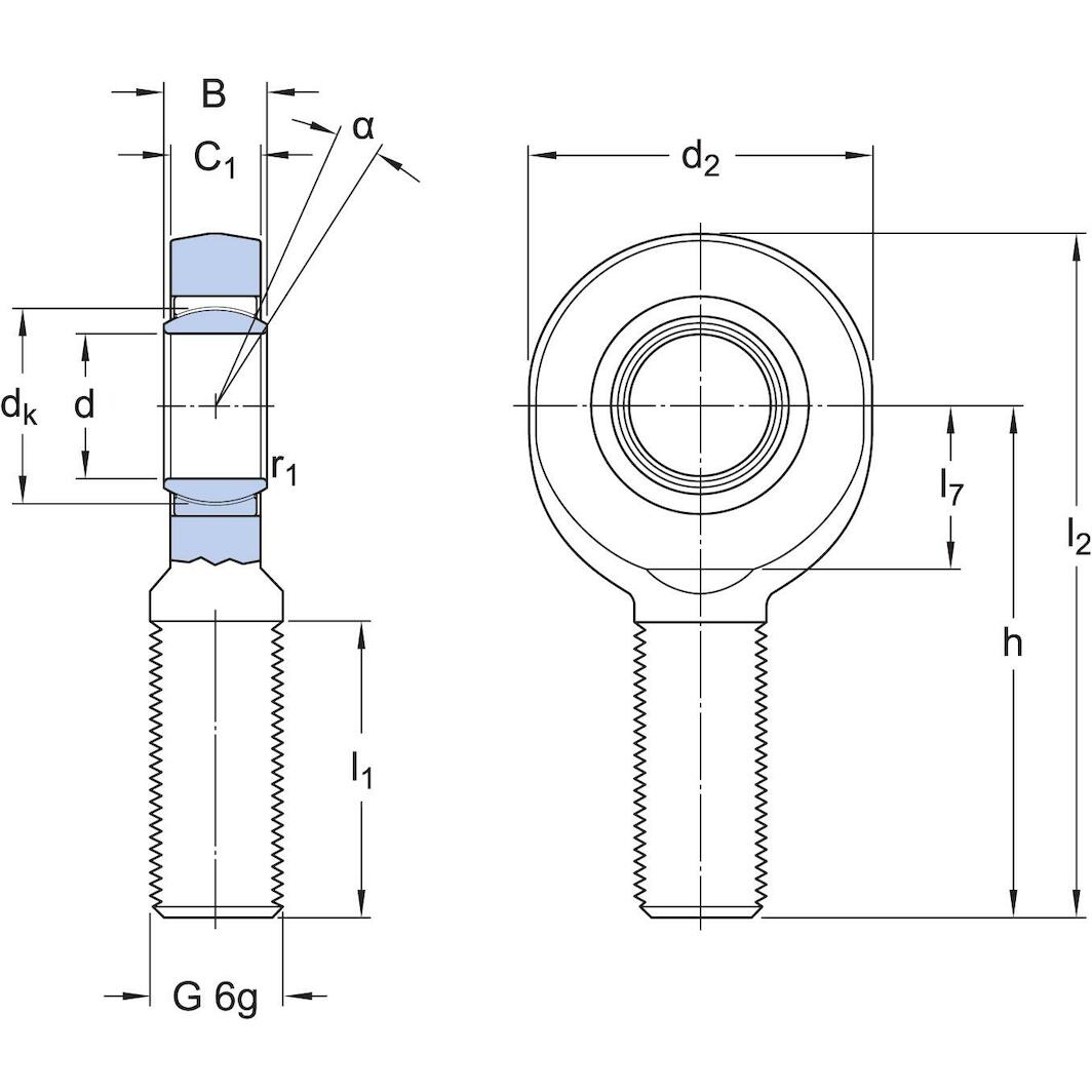 SKF SA 20 C Rod head with male thread 20 mm, M 20x1.5 | Klium