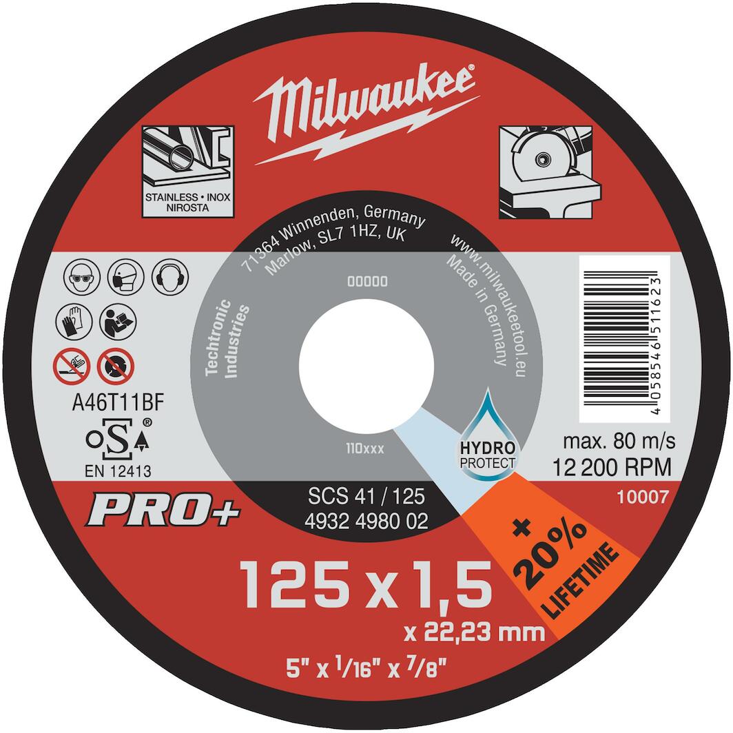 MILWAUKEE 4932498002 thin metal cutting disc PRO+ SCS 41 / 125 x 1.5 x ...
